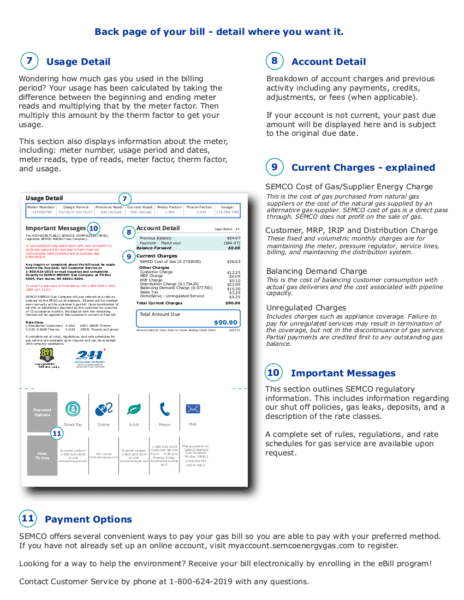 How to read your bill - SEMCO Energy Gas Company